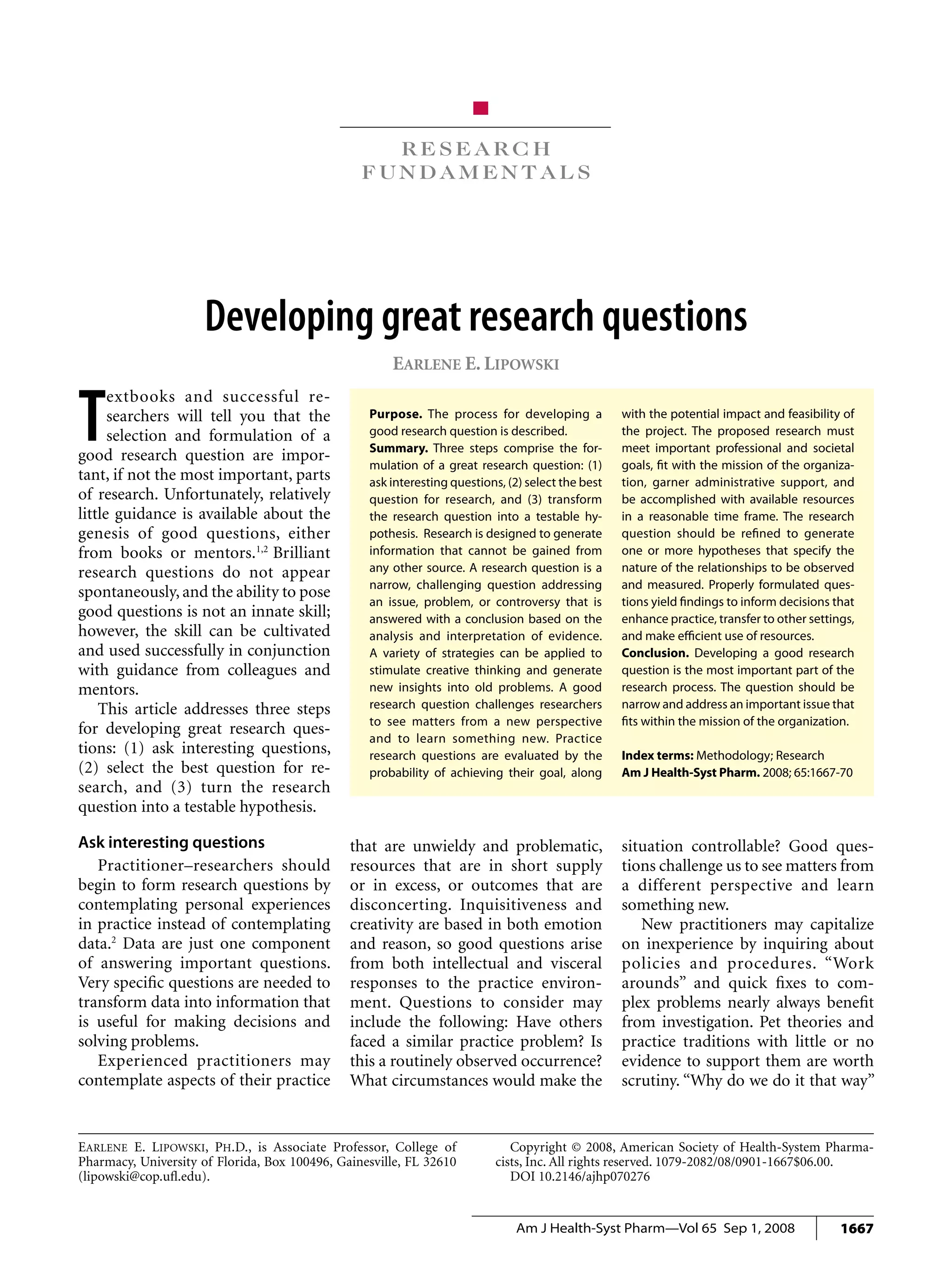 Research questions | PDF