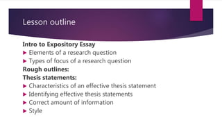 Expository Essay Introduction & Thesis Statement | PPTX