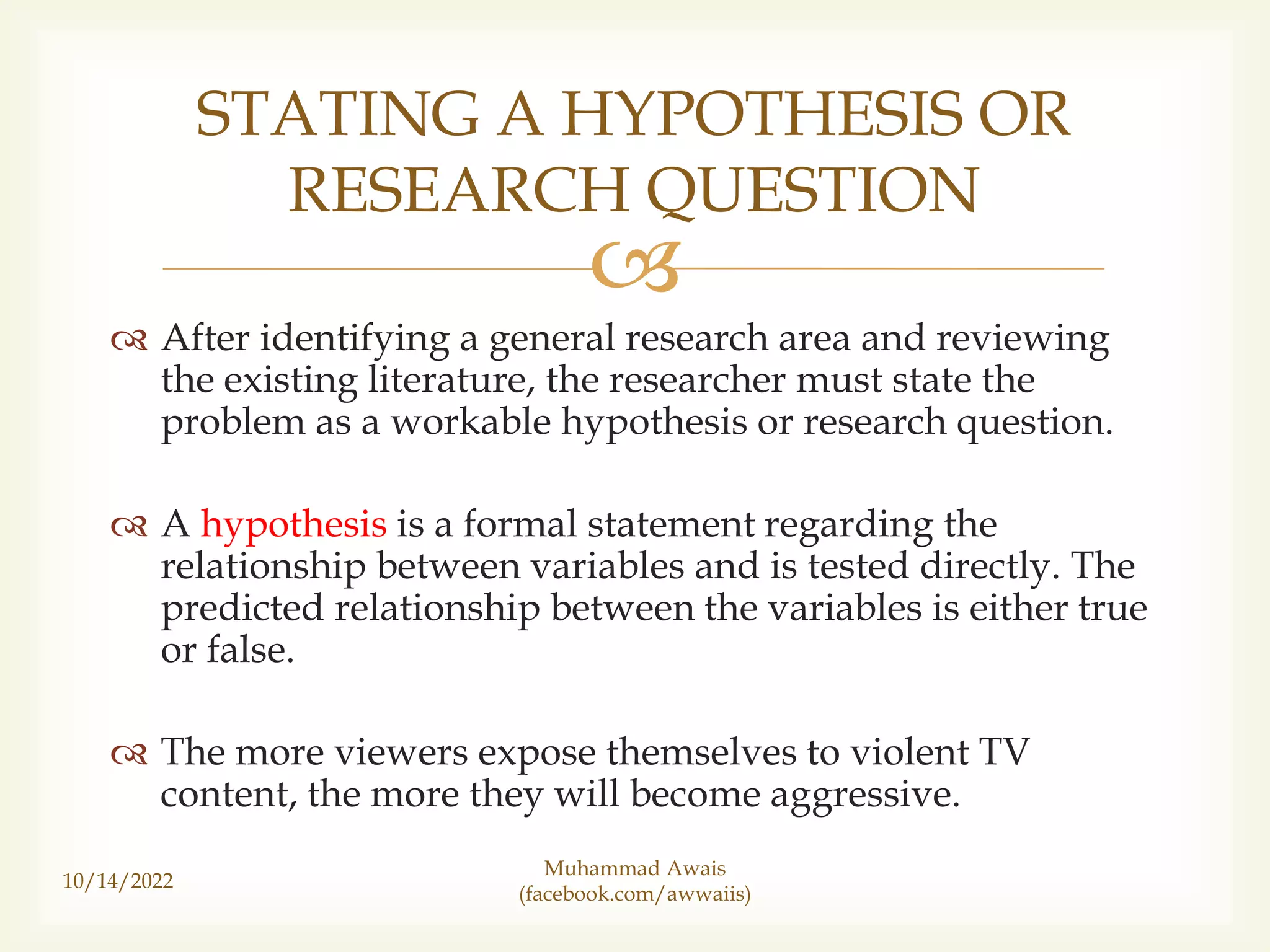 Research Question vs Hypothesis - Mass Media Research.pptx | Science