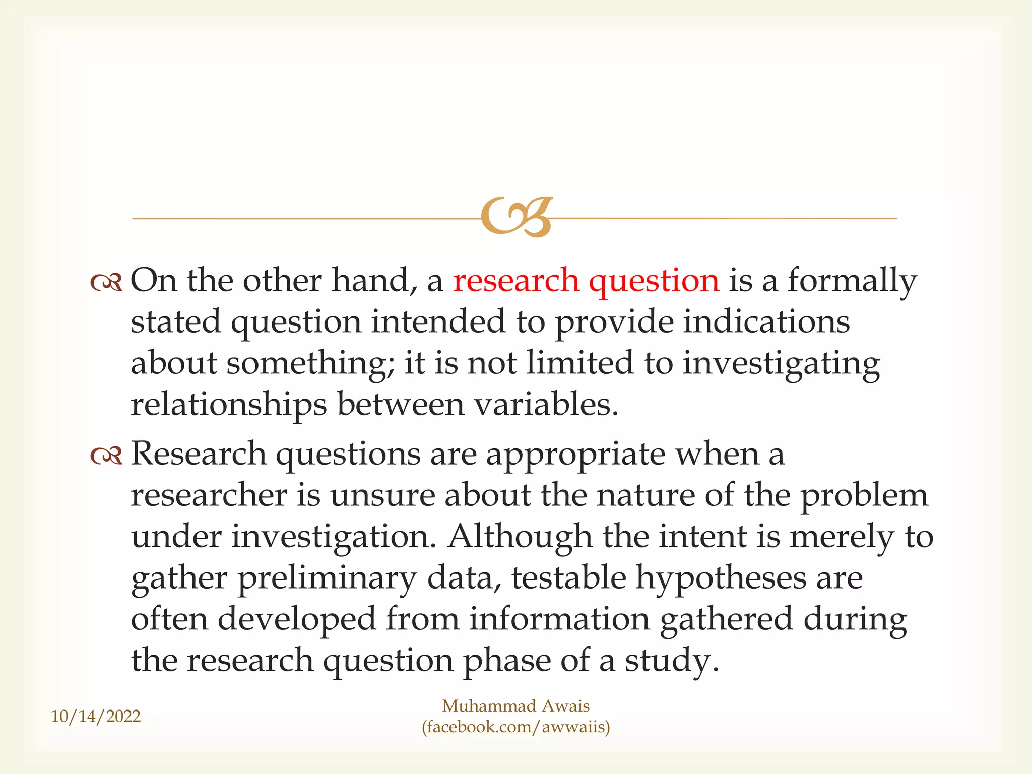 Research Question vs Hypothesis - Mass Media Research.pptx | Science