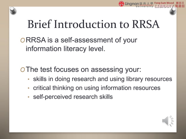 More about Research Readiness Self Assessment (RRSA) | PPT