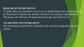 Reading Comprehension of the students.pptx | Educational Assessment ...