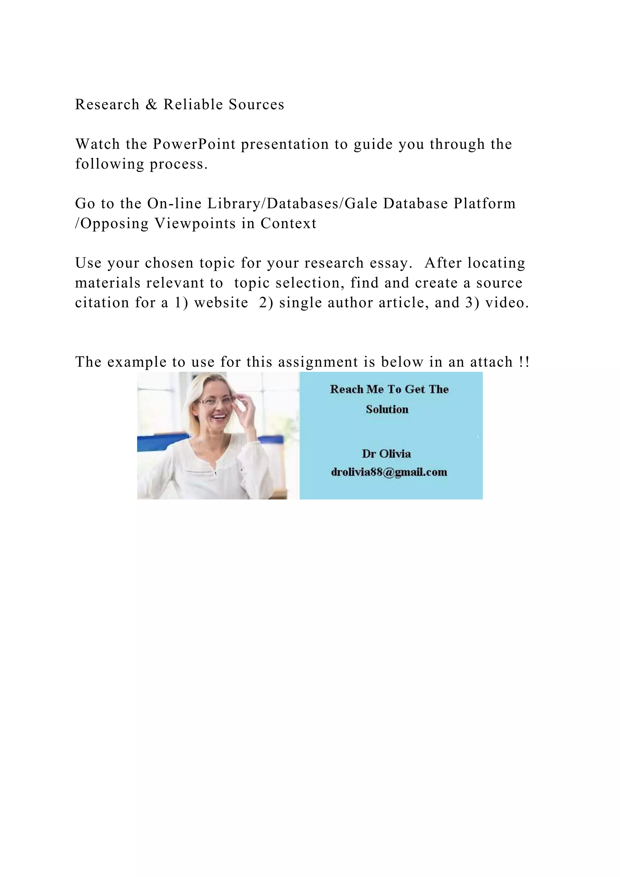 Research & Reliable SourcesWatch the PowerPoint presentation to | DOCX