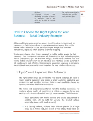 Responsive Web Design vs Mobile Web App | DOCX