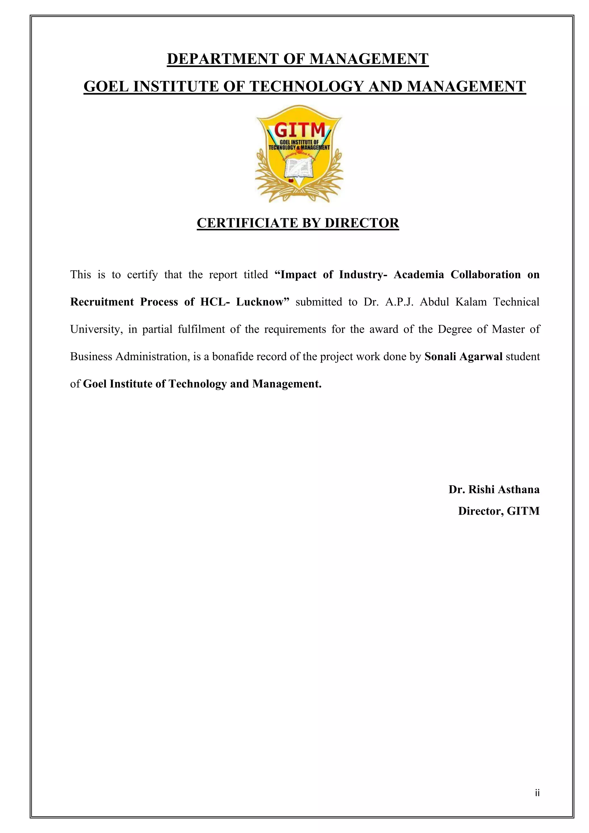 Summer Internship Project on Impact of Academia Collaboration on ...