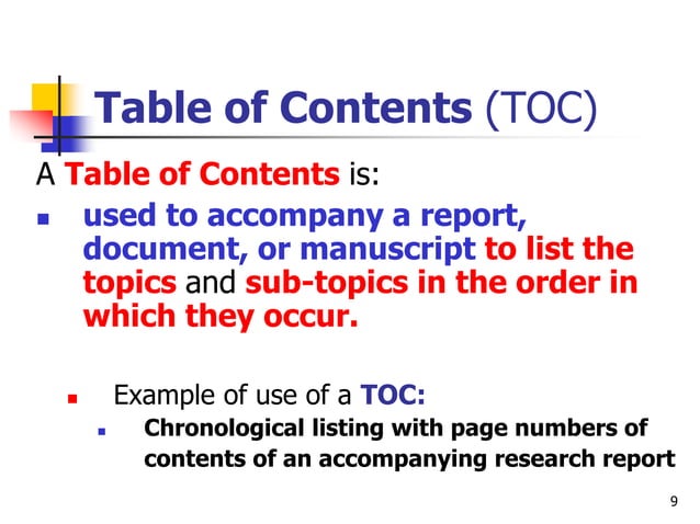 Research report and toc | PPTX
