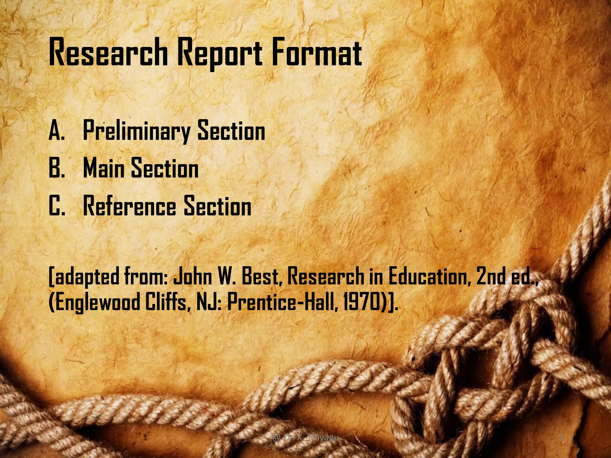 Research Report Format Thiyagu | PDF