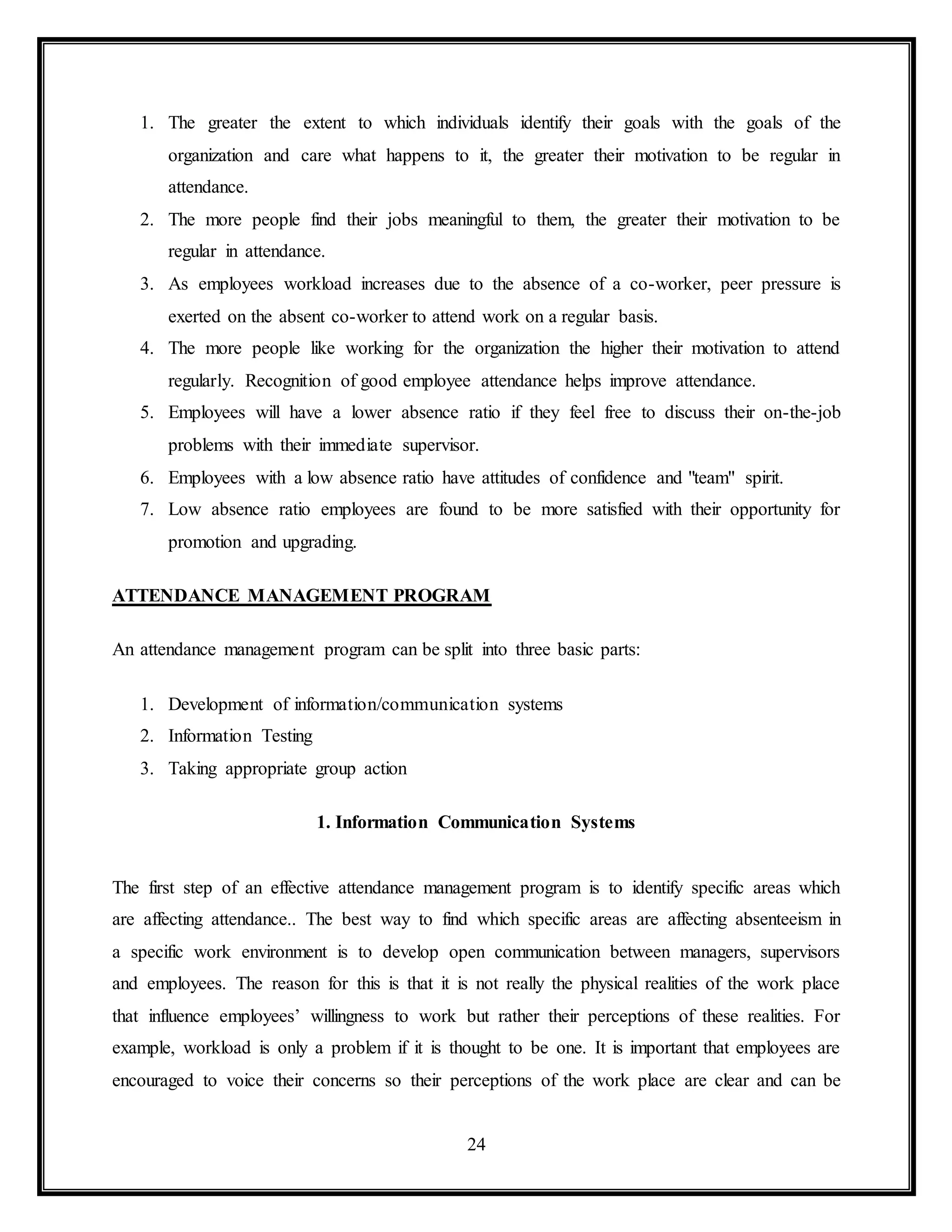 Research Report on Employee's Absenteeism | DOCX