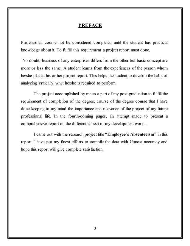 Research Report on Employee's Absenteeism | DOCX