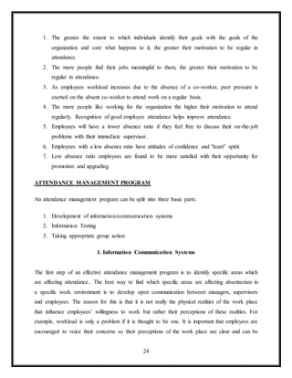 Research Report on Employee's Absenteeism | PDF