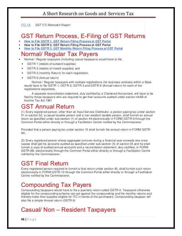Research report on gst
