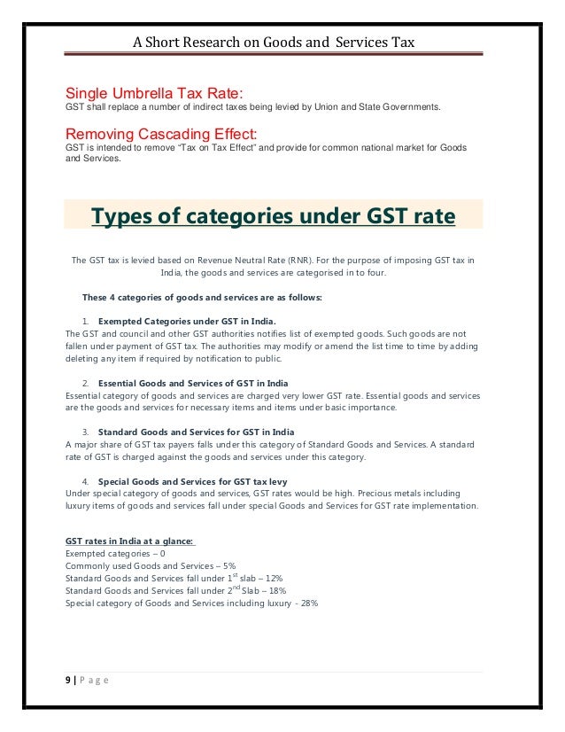 Research report on gst