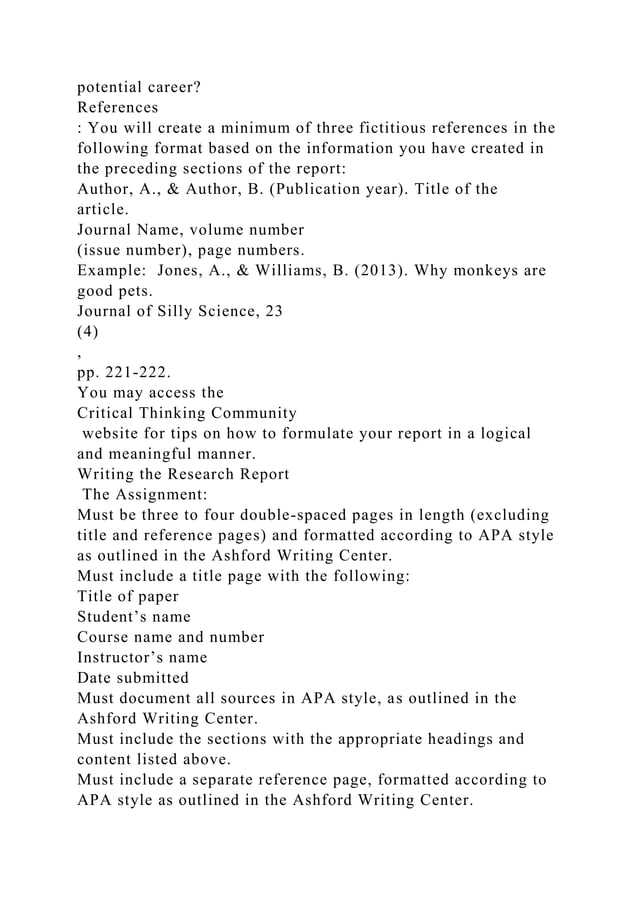 Research Report Write a research report based on a hypothetical re.docx ...