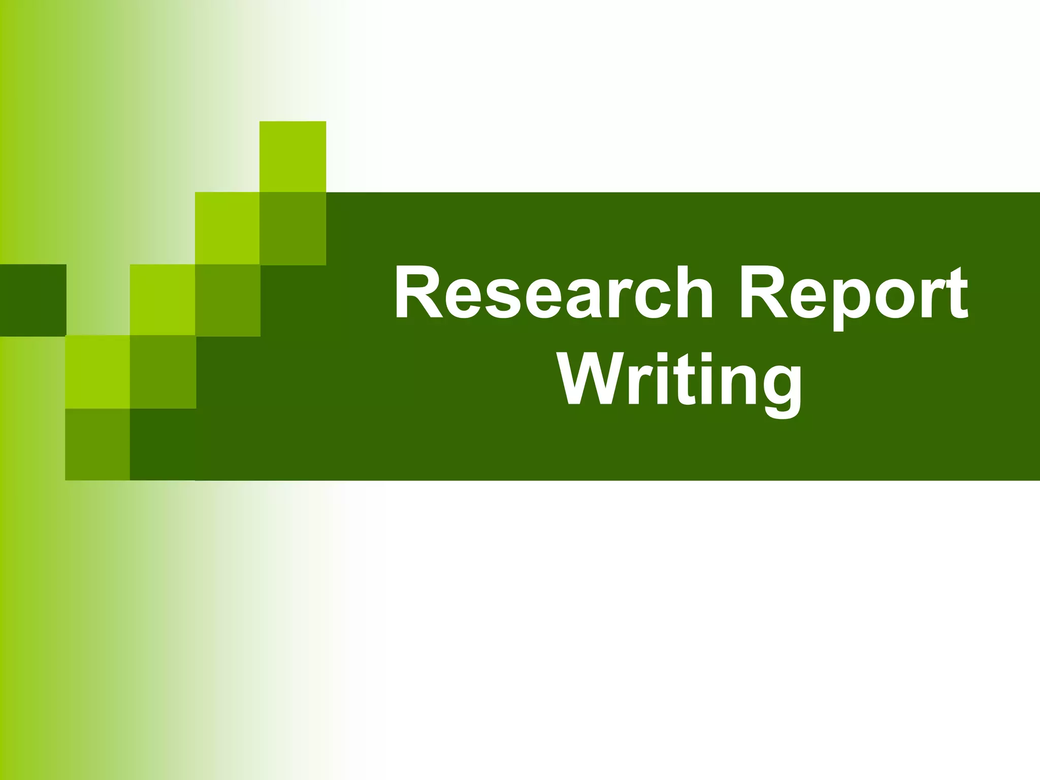 Research Report Writing | PPT