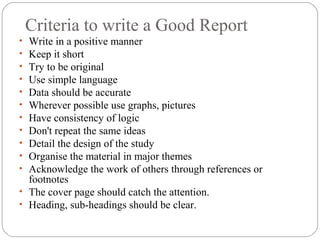 How to write Good Research Report | PPT | Business | Business and Finance