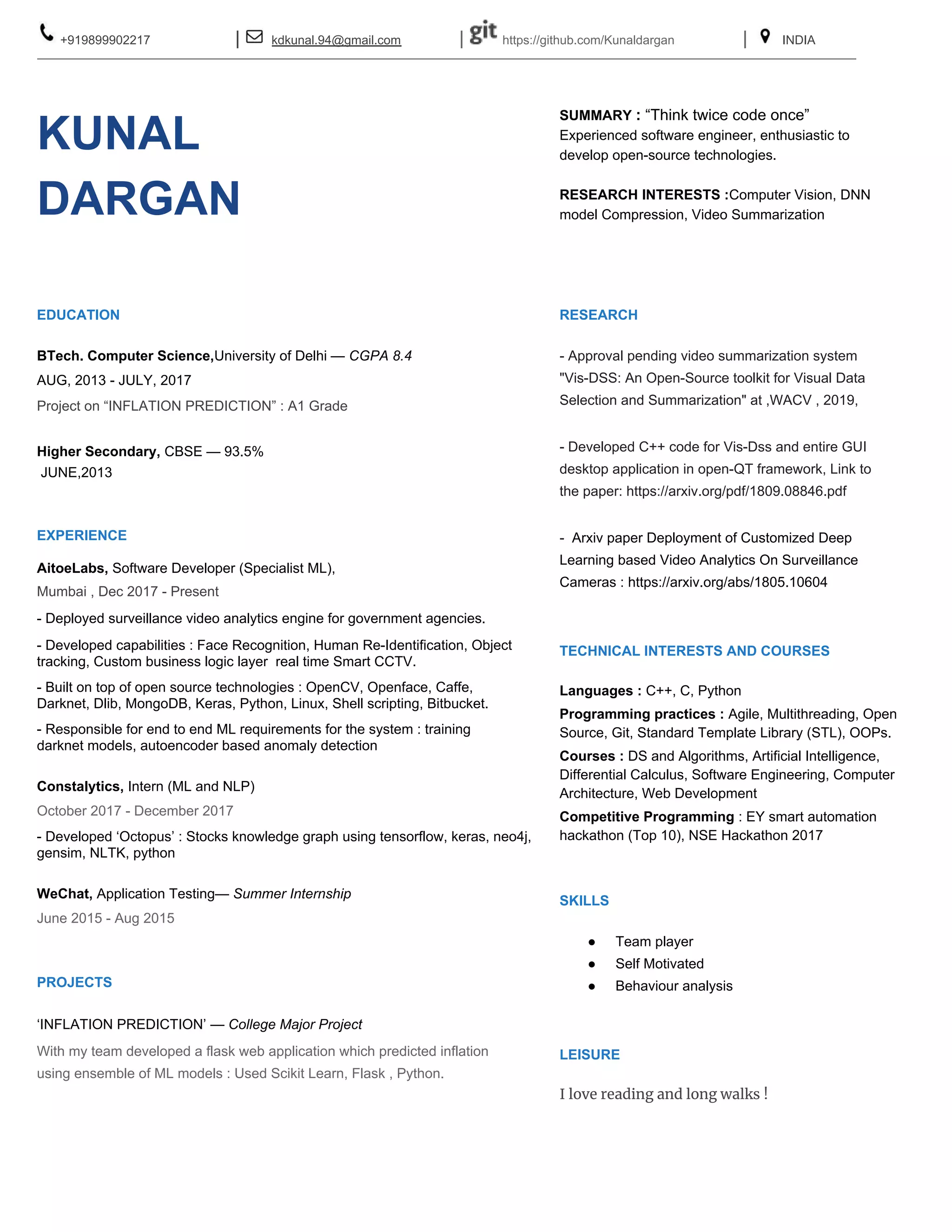 Kunal Dargan Resume | PDF