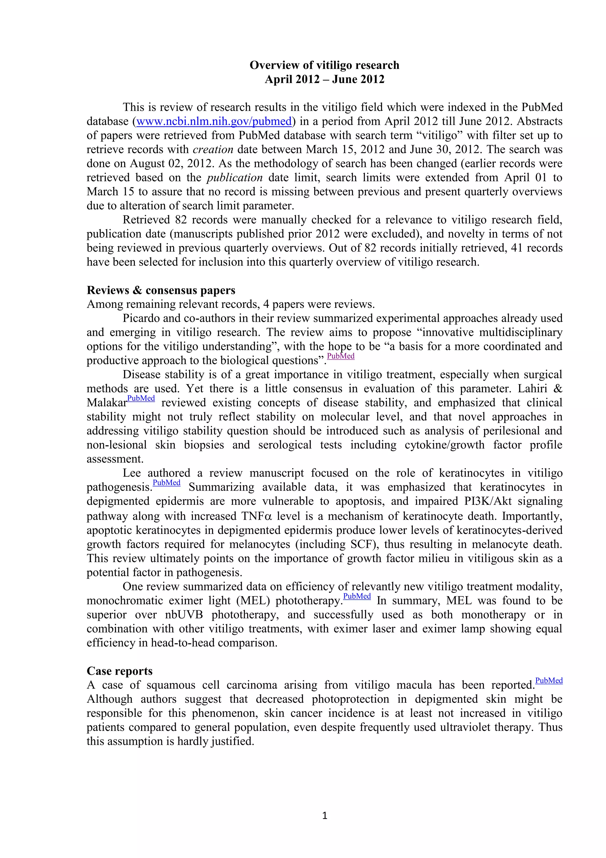 Vitiligo Research review apr-jun_2012 | PDF