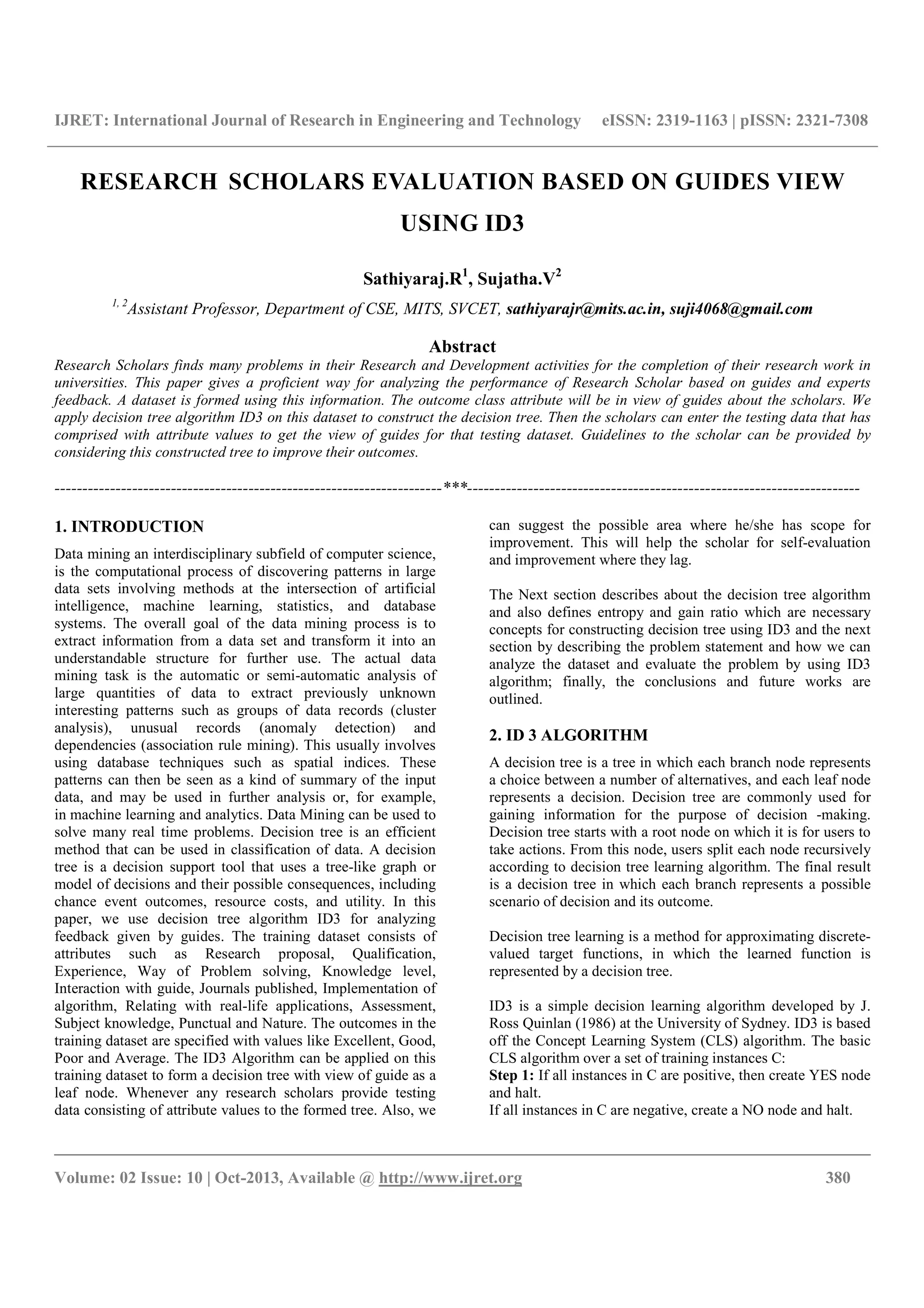 Research scholars evaluation based on guides view | PDF