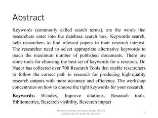 Research Skills Session 2: Selecting keywords | PPT