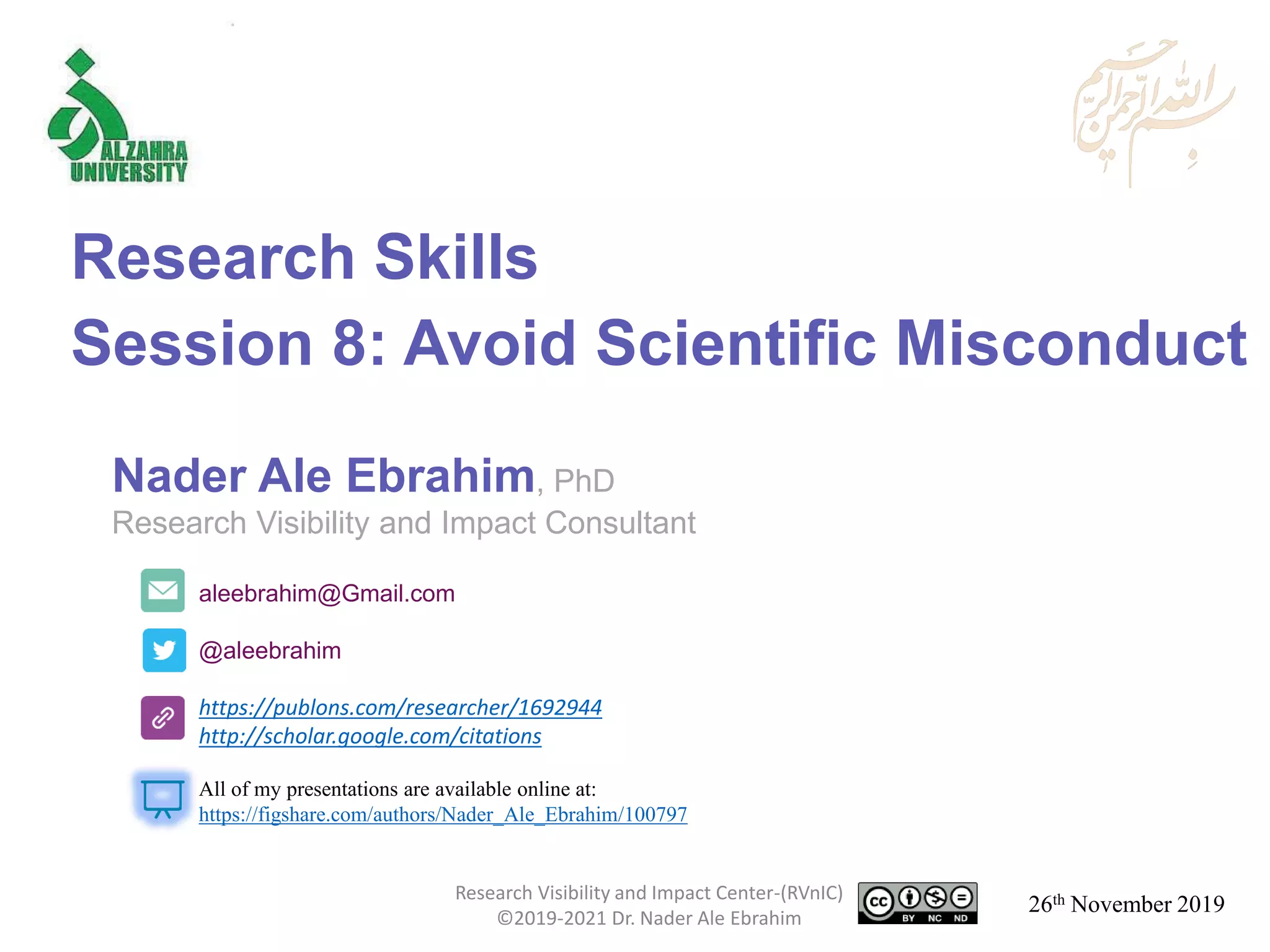 Research Skills Session 8: Avoid Scientific Misconduct | PPT