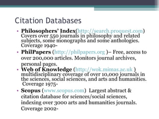 Research skills in philosophy for graduates | PPT