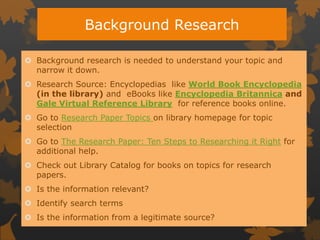 Research Sources & Techniques | PPSX