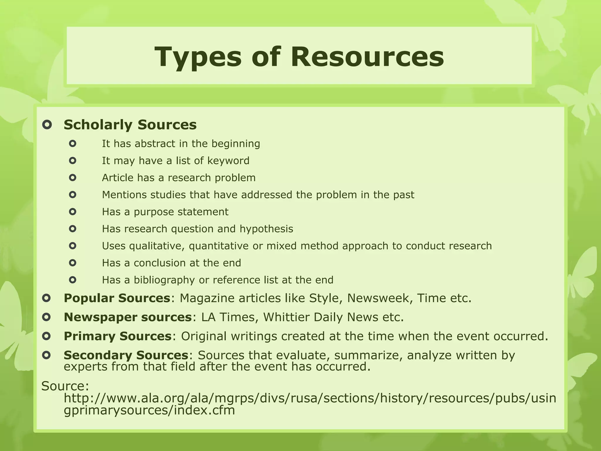 Research Sources & Techniques | PPT