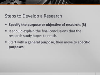 Steps to develop a Research project | PPTX