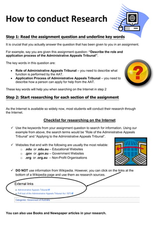 Research steps, handout | DOCX | Educational Assessment | Education