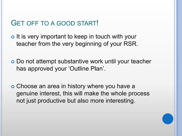 Research study report (RSR) History | PPTX