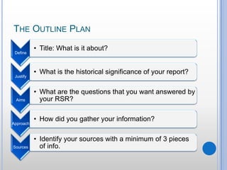 Research study report (RSR) History | PPTX