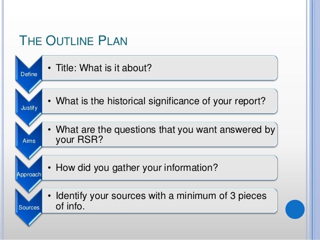 Research study report (RSR) History