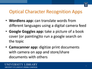 Research support with optical character recognition apps | PPT