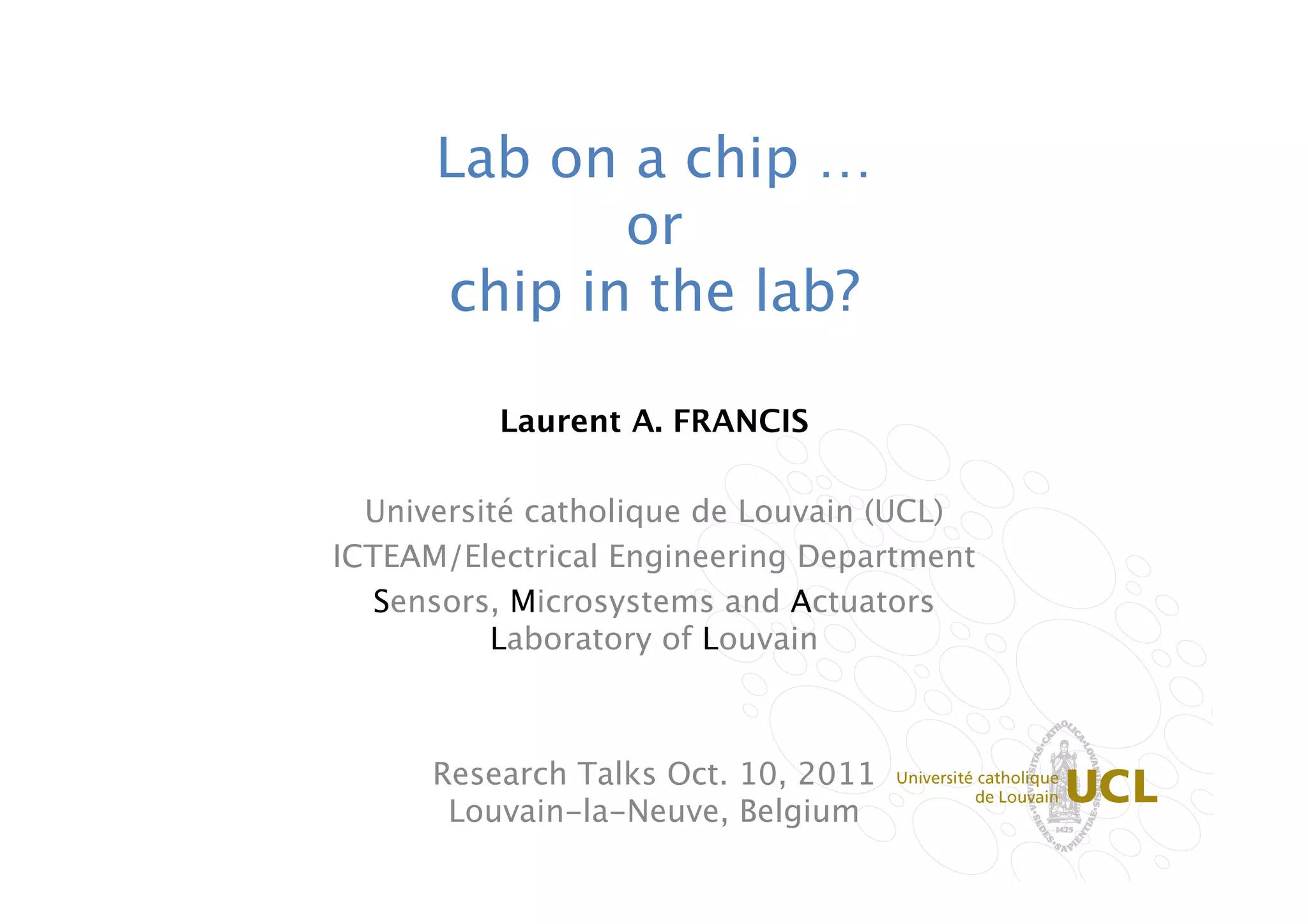 ResearchTalks Vol. 2 - Lab on a chip ... or chip in the lab ? | PDF