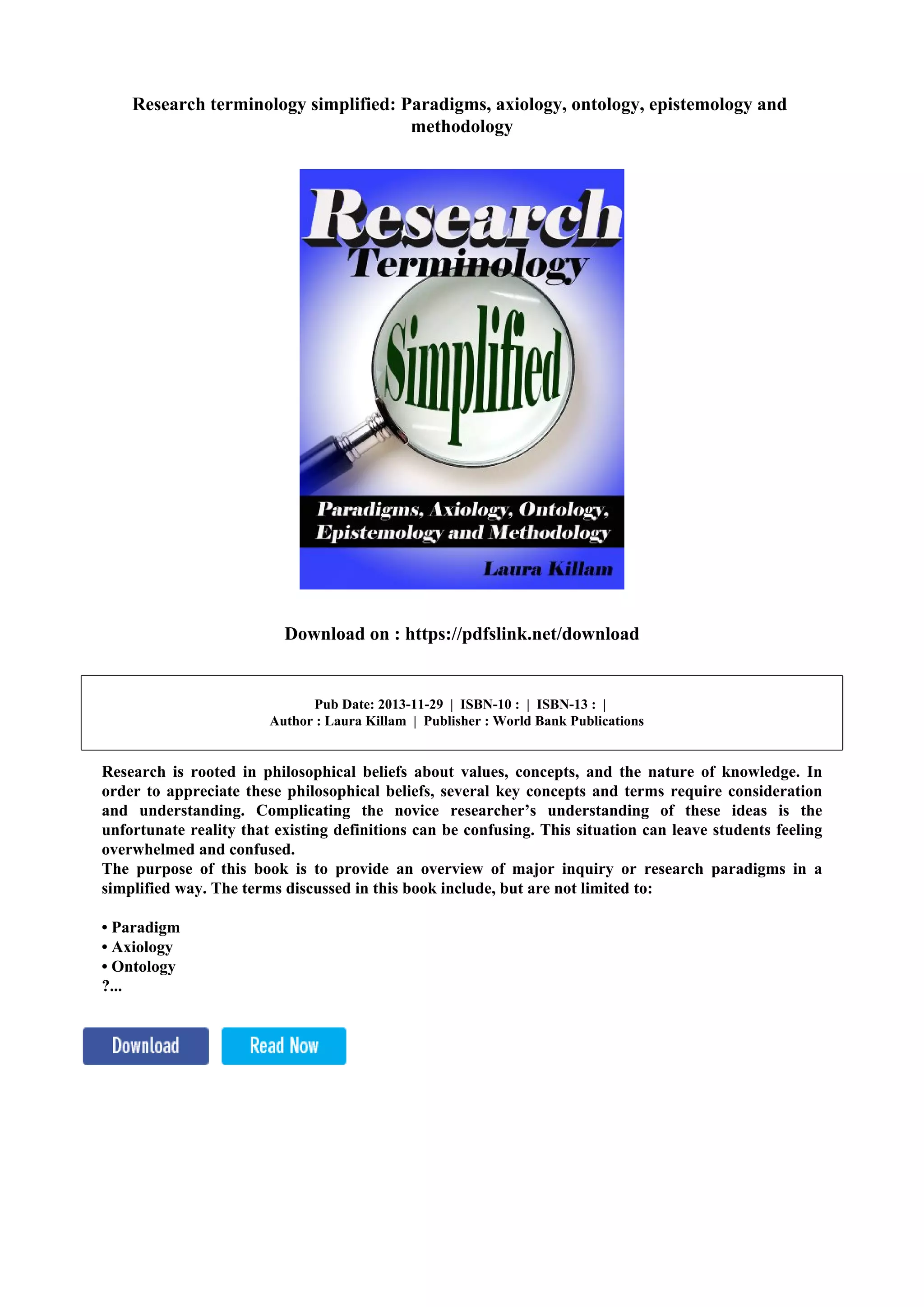 Research terminology simplified: paradigms, axiology, ontology ...
