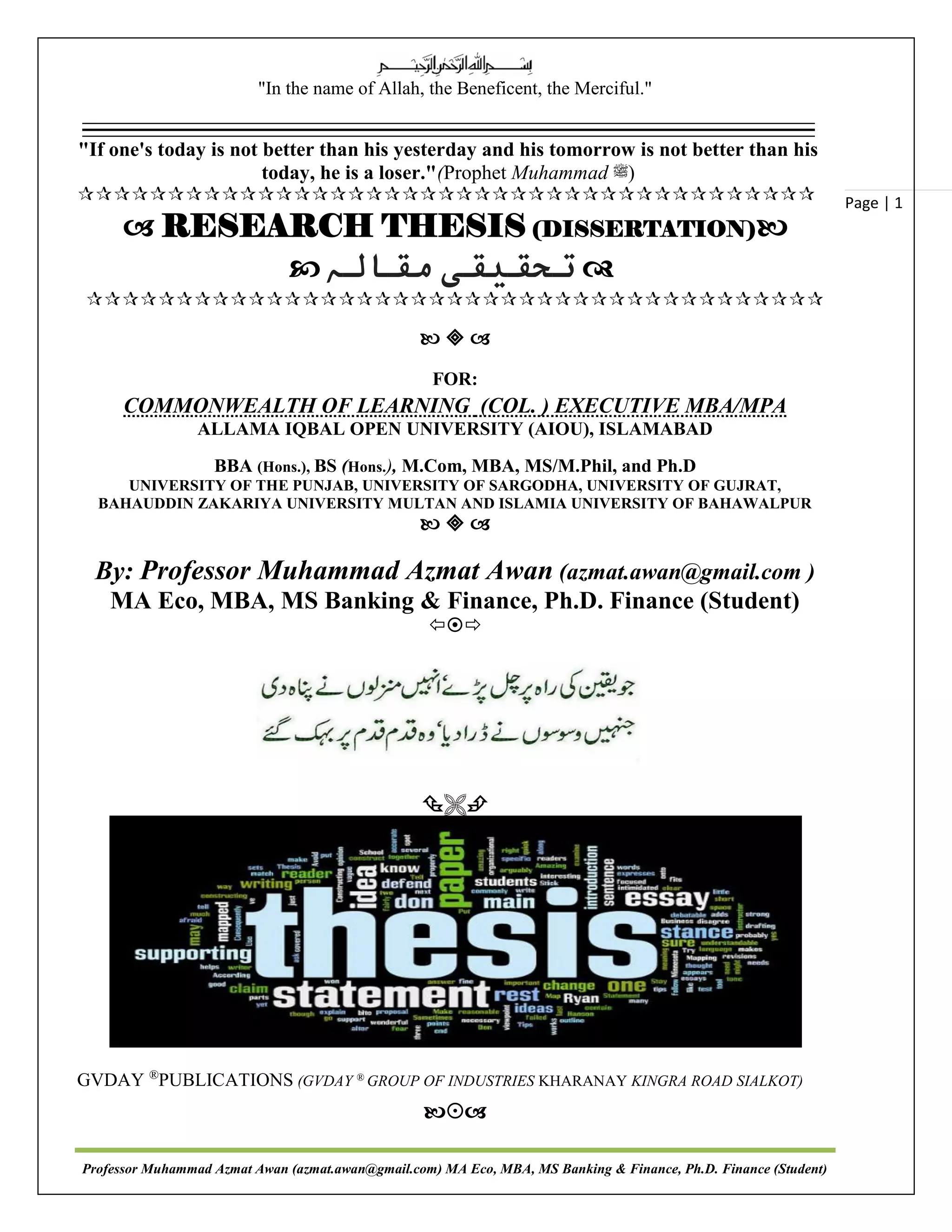 Research Thesis Format | PDF