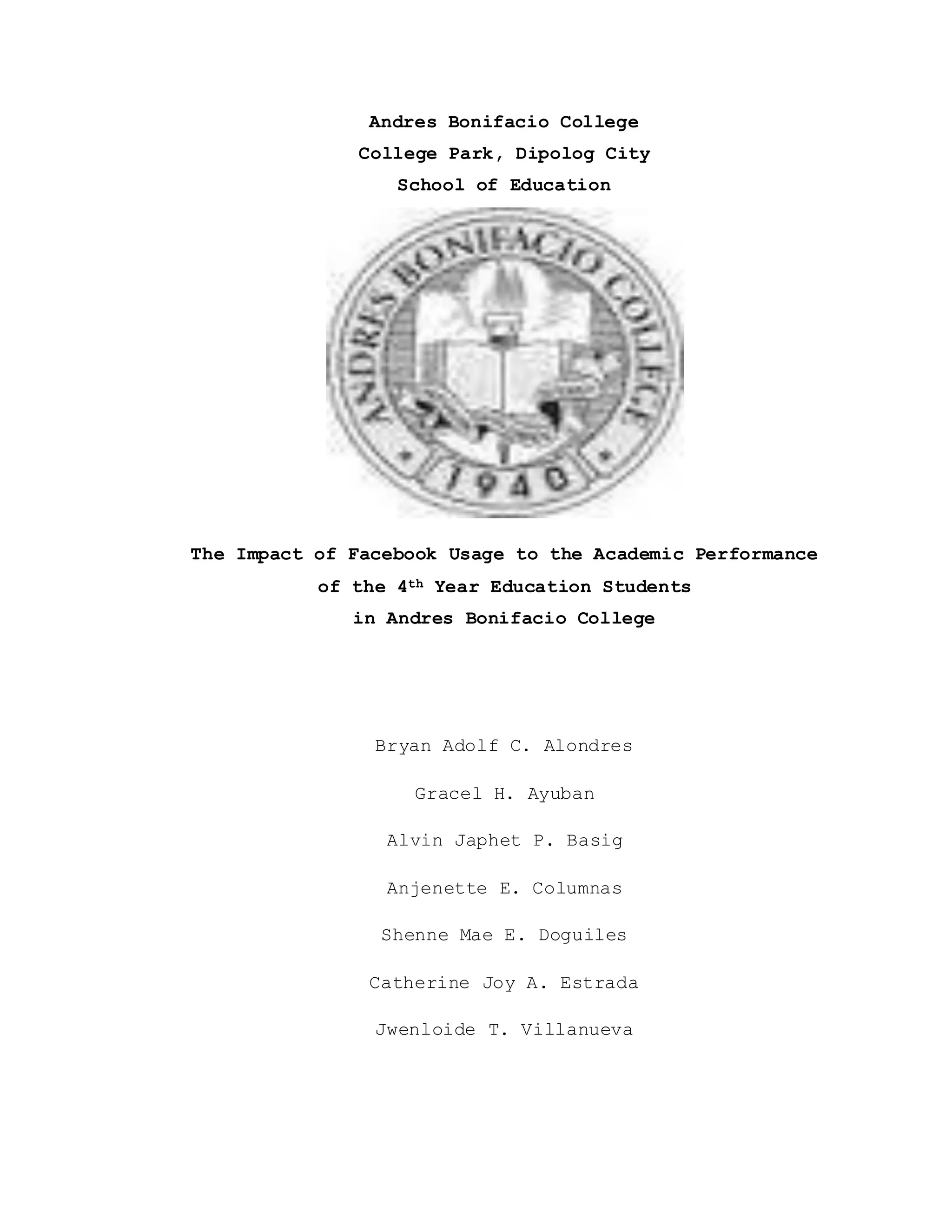 Research Thesis (The Impact of Facebook Usage to the Academic ...