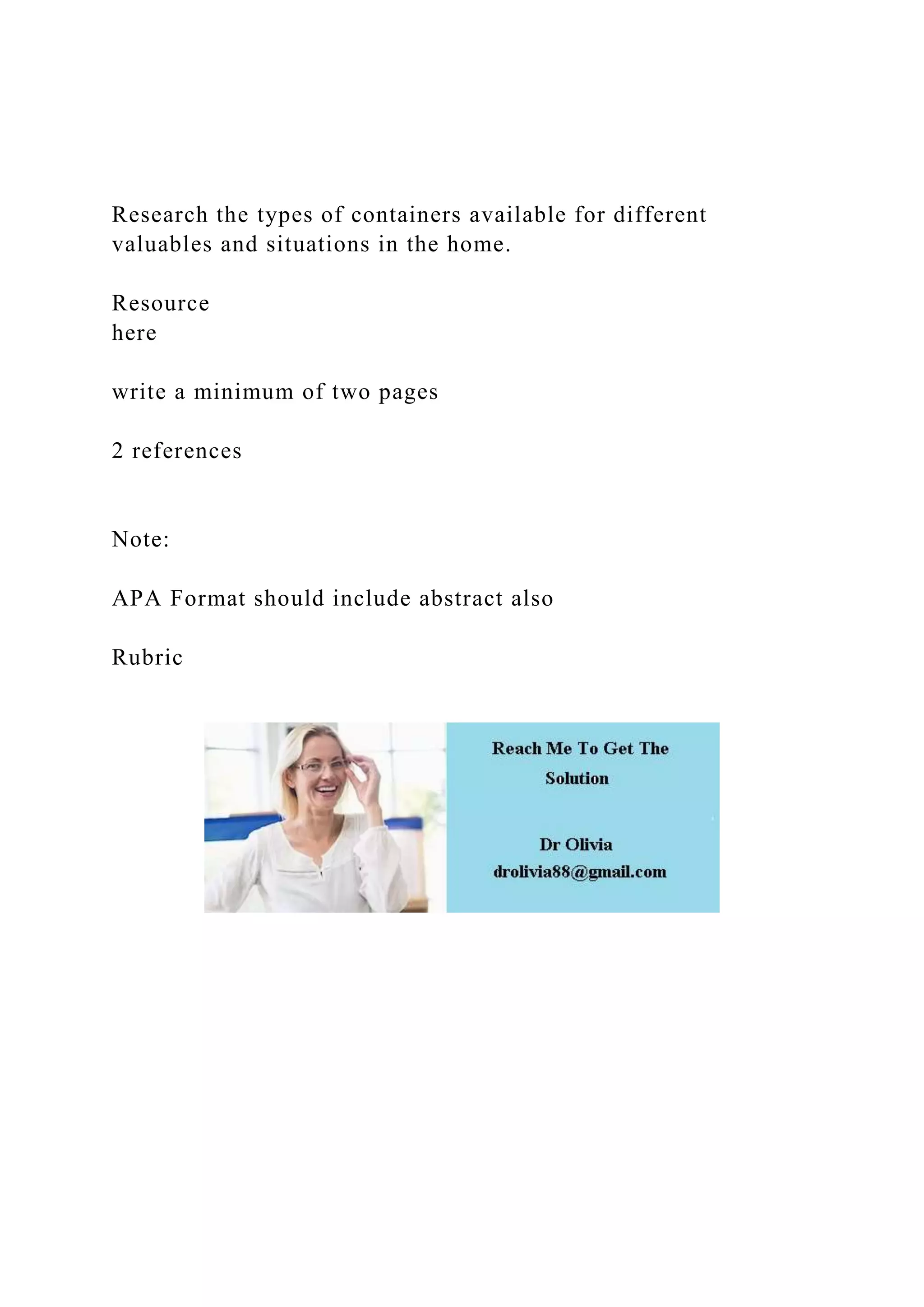 Research the types of containers available for different valuabl.docx