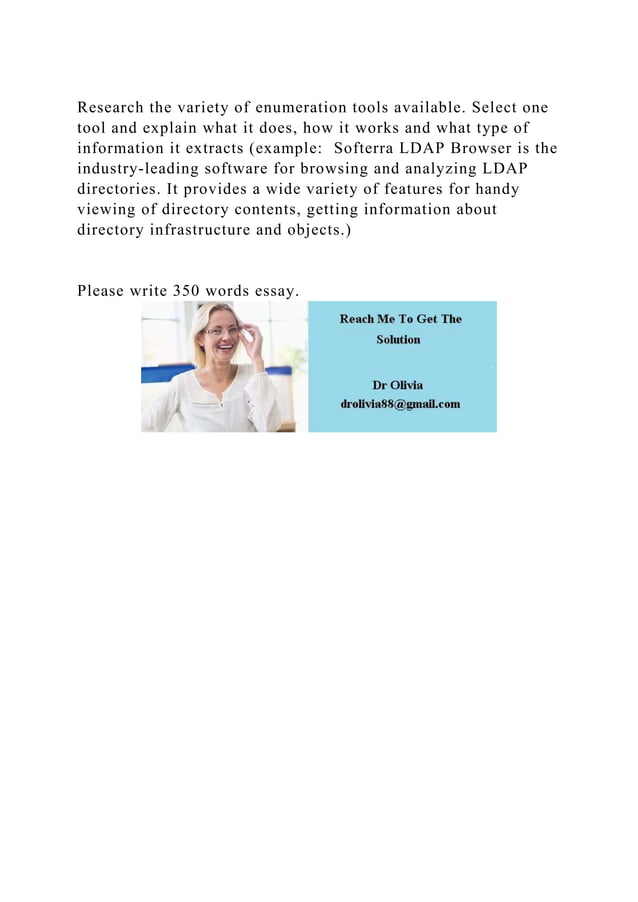 Research the variety of enumeration tools available. Select one tool.docx