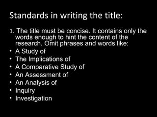 Research title & knowing the problem | PPT