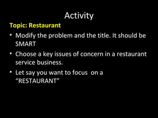 Research title & knowing the problem | PPT