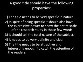 Research title & knowing the problem | PPT