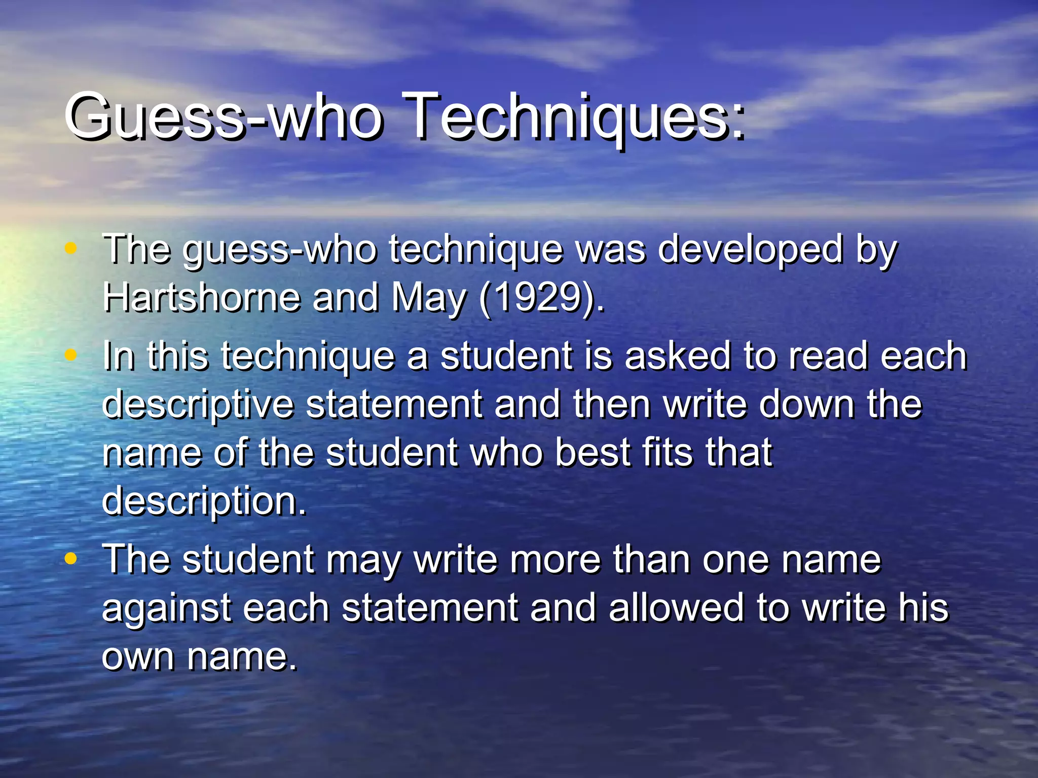 Research tool. sociometric technique | PPT