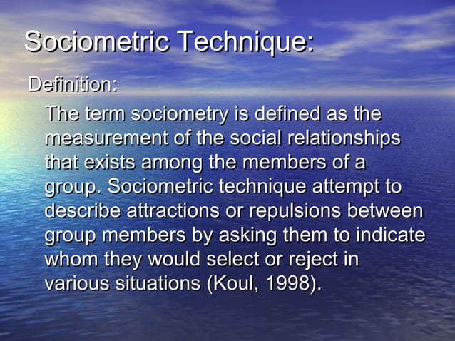 Research tool. sociometric technique | PPT