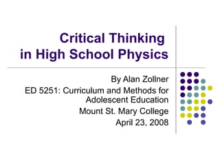 Critical Thinking In High School Physics | PPT
