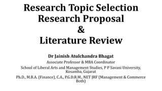 Research Topic Selection for undergraduates | PPTX