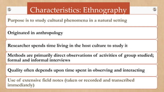 Research traditions in qualitative methods class session 4 | PPTX
