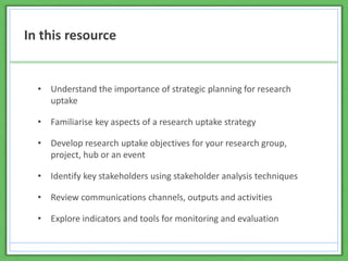 Strategic planning for research uptake | PDF