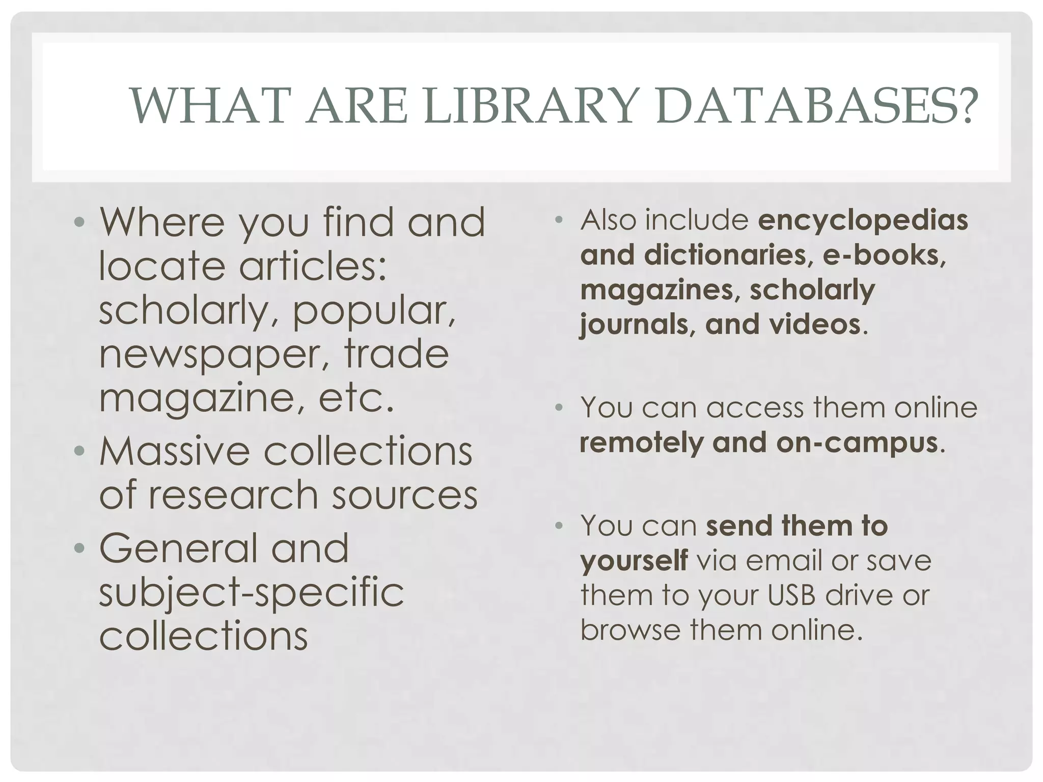 Research using databases | PPTX