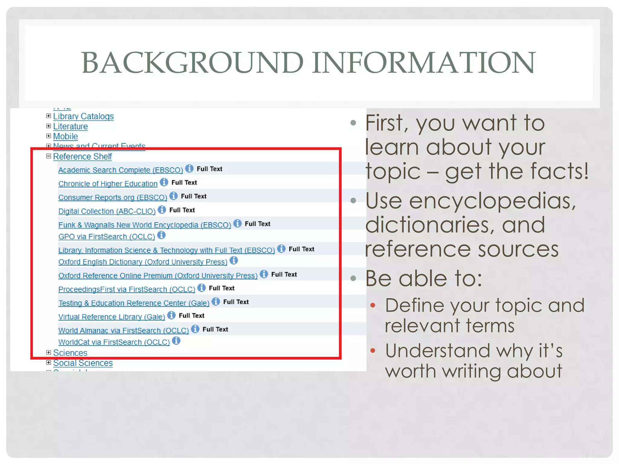 Research using databases | PPTX